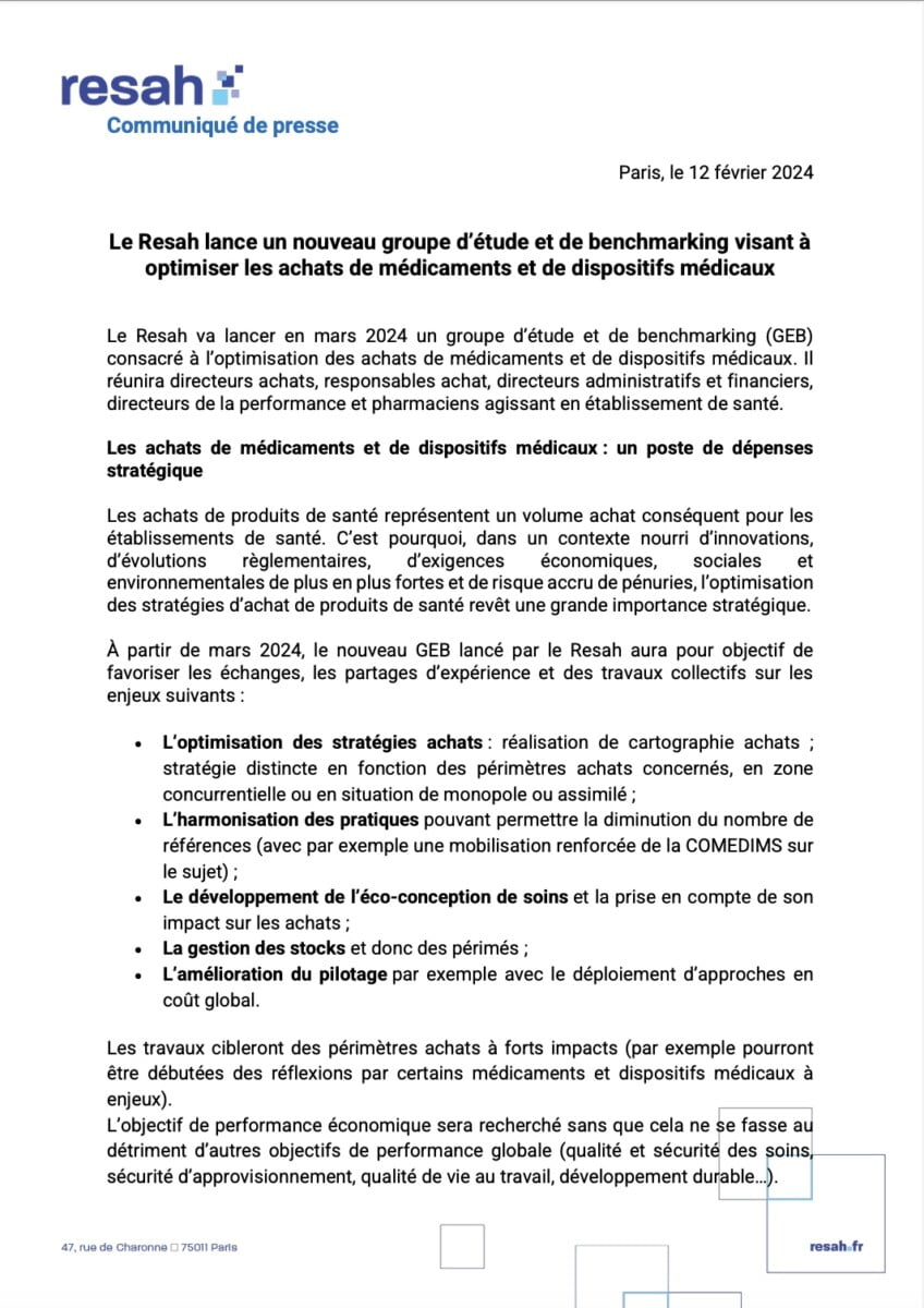 Le Resah lance un nouveau groupe d’études et de benchmarking visant à ...