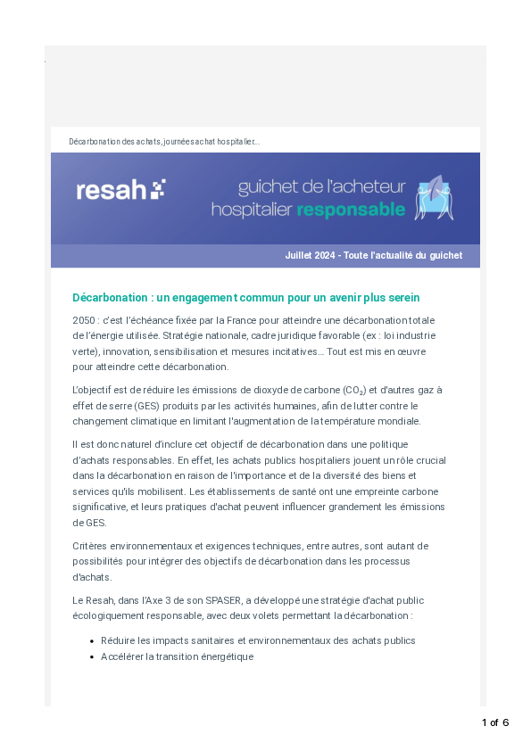 Newsletter de juillet 2024 - Resah